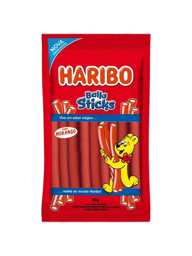 HARIBO BALLA STICKS MORANGO 80GR - Entre Ijuis | Distribuidora de Alimentos